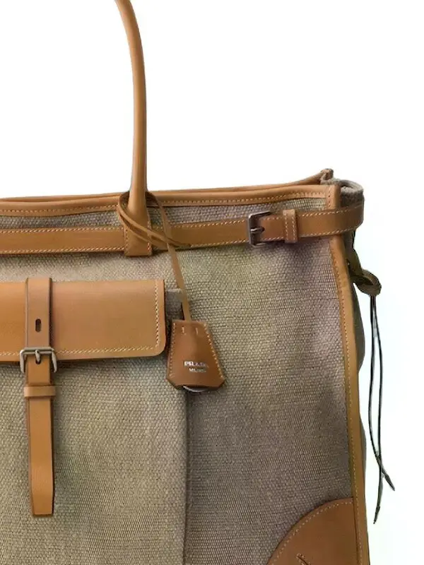 Prada Bonnie Linen And Leather Tote Bag