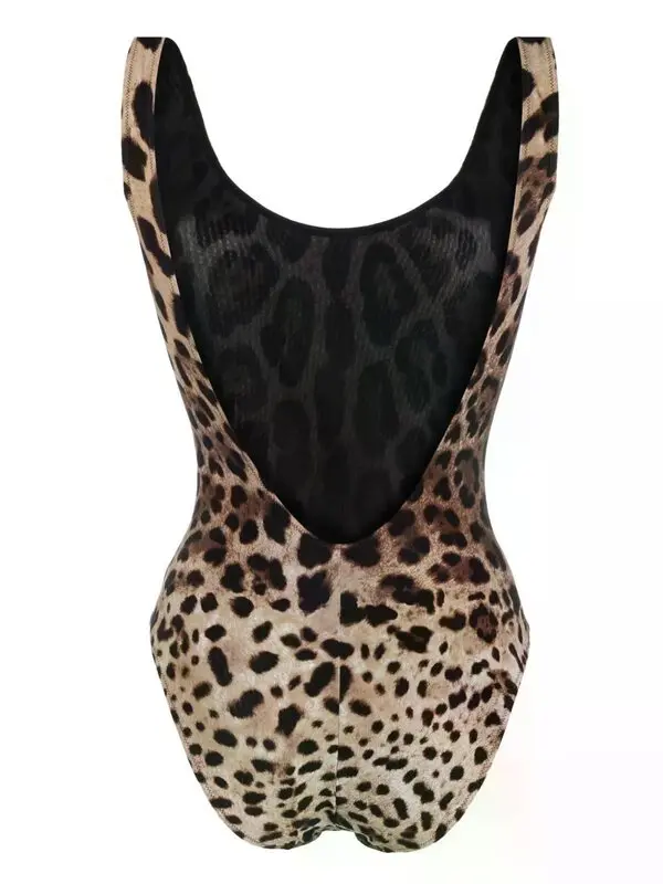 Dolce & Gabbana Leopard-print Open-back Swimsuit