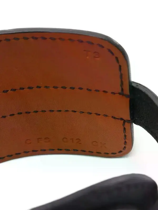 Hermès Leather Bangle With Silver-tone Hardware