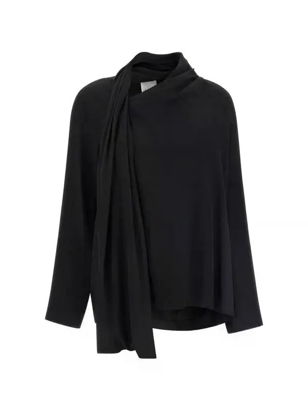 NUDE Draped-panel Asymmetrical Blouse - Black