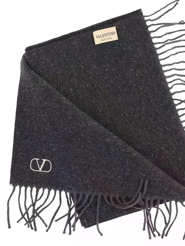 Valentino Garavani Vlogo Signature Fringed Scarf - Grey