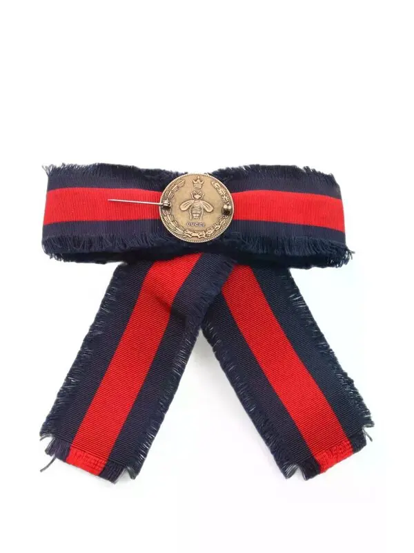 Gucci 2010s Web Grosgrain Rhinestone-embellishment Brooch