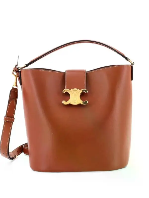 Celine Louise Bag Leather Medium Bucket Bag - Brown