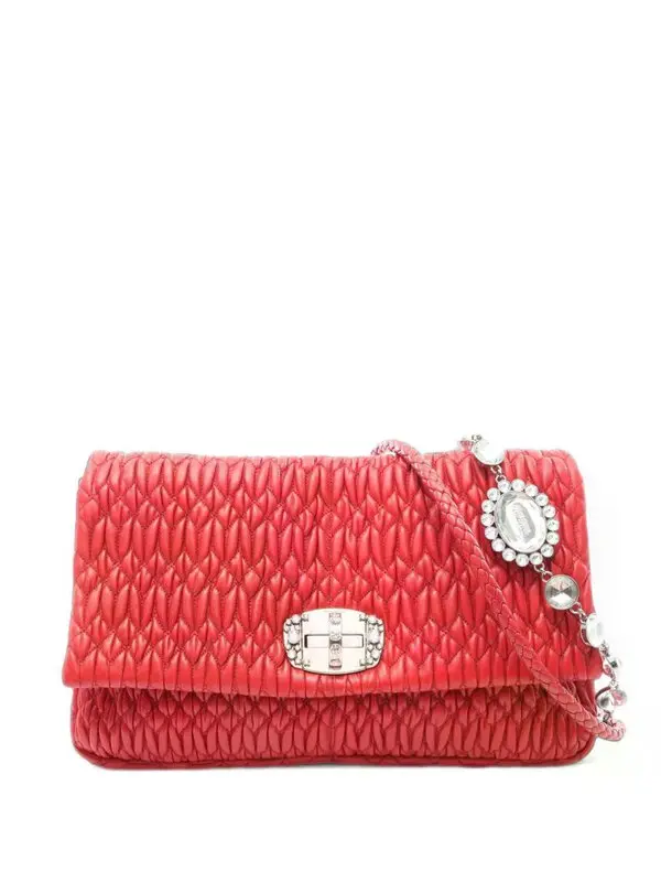 Miu Miu Matelassé Crystal Embellished Shoulder Bag