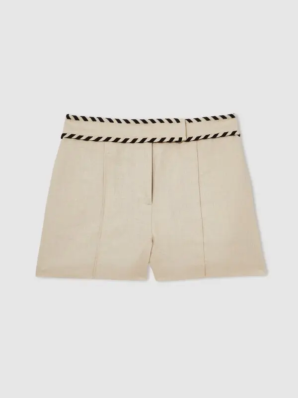 REISS Fawn Linen Whipstitch Shorts