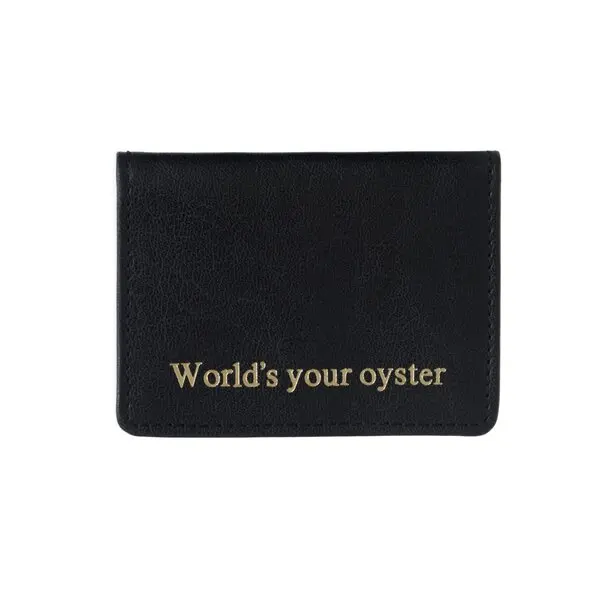 VIDA VIDA Worlds Your Oyster Leather Travel Card Holder - Black