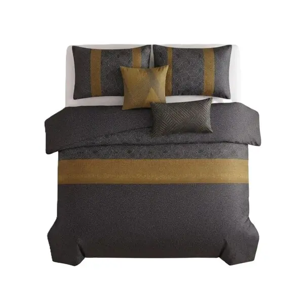 PURE PARIMA Bebejan Golden Hex Reversible Comforter Set - Grey