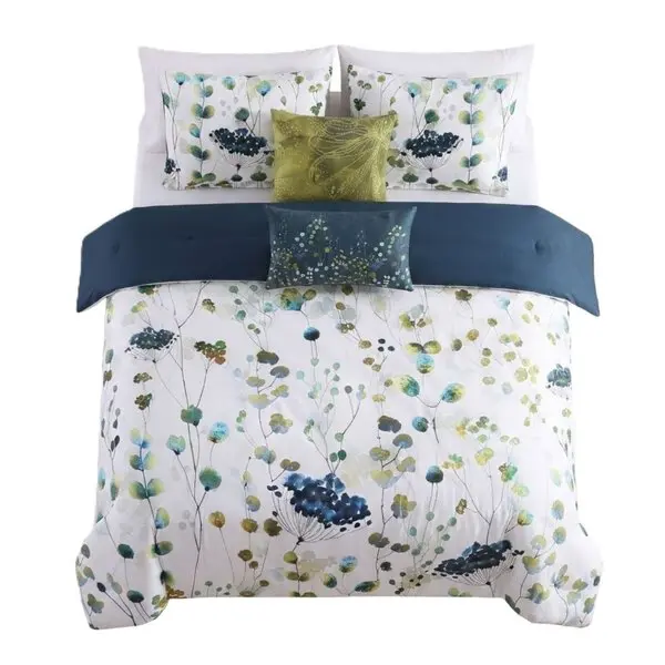 PURE PARIMA Bebejan Abstract Vines Reversible Comforter Set - Blue
