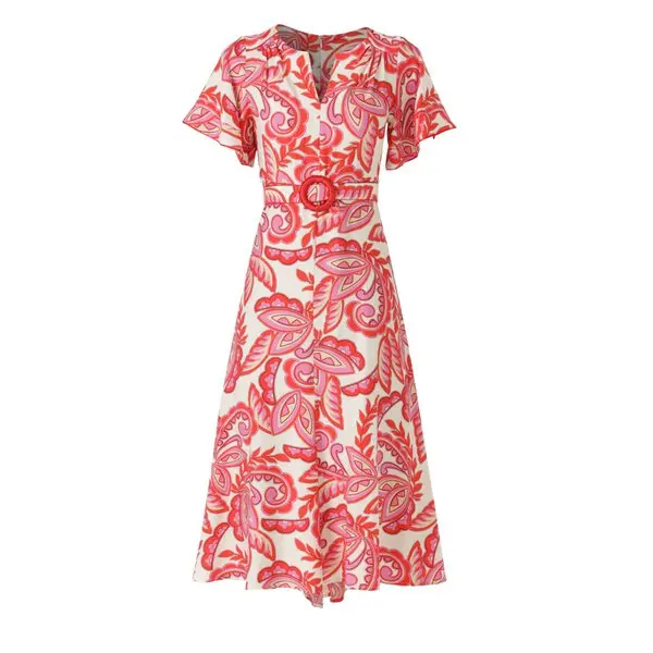 SACHA DRAKE Raffaela Dress In Cream Red - Pink