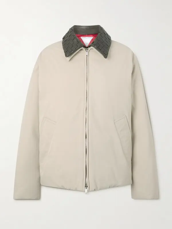 Bottega Veneta Intrecciato Leather-trimmed Recycled-shell Down Jacket
