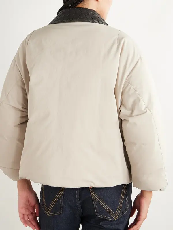Bottega Veneta Intrecciato Leather-trimmed Recycled-shell Down Jacket
