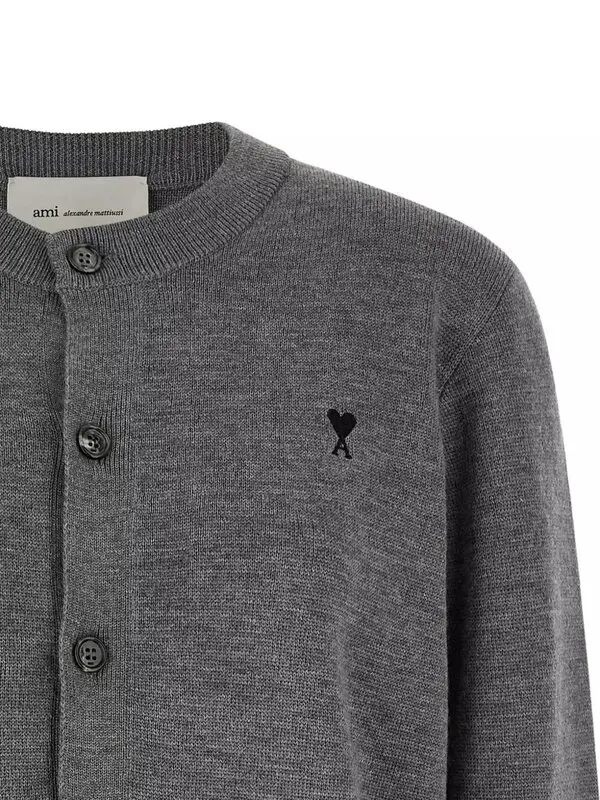 AMI Paris De Coeur Wool Cardigan