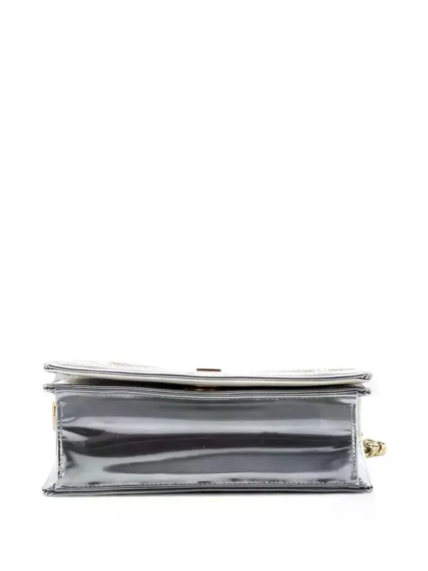 Dior Diorama Flap Bag Studded Patent Small Crossbody Bag - Silver