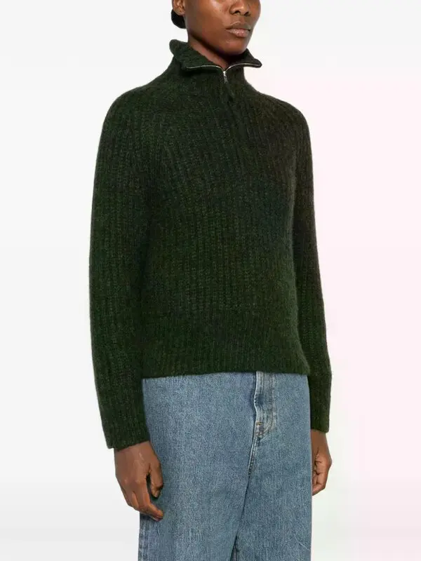 ALLUDE Ribbed Quarter-zip Sweater