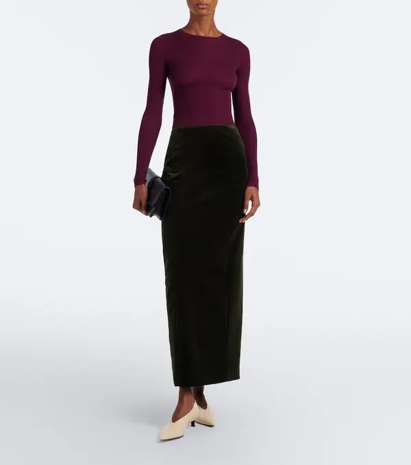 JIL SANDER Cotton Velvet Maxi Skirt
