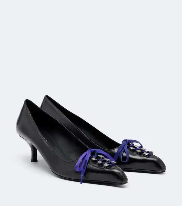 Prada Bow-detail Leather Pumps - Black
