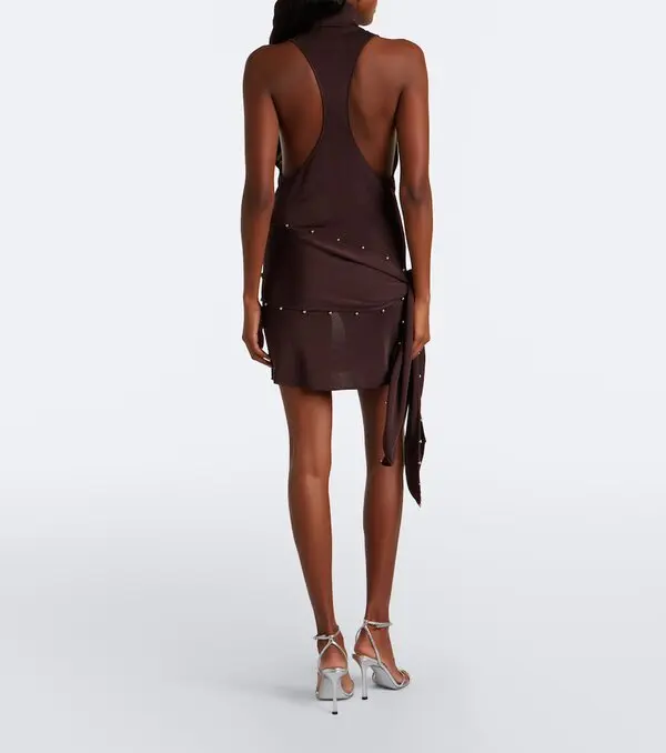DE LA VALI Belted Embellished Minidress