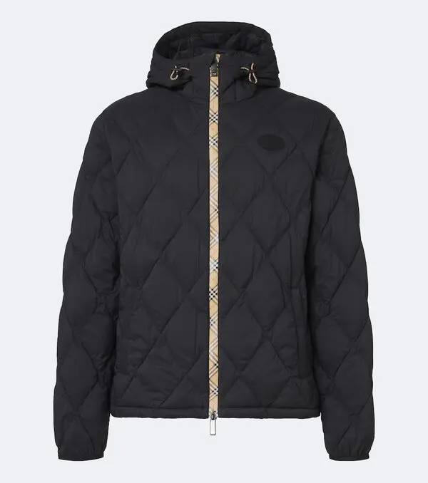 Burberry Check Hooded Quilted Jacket - Black