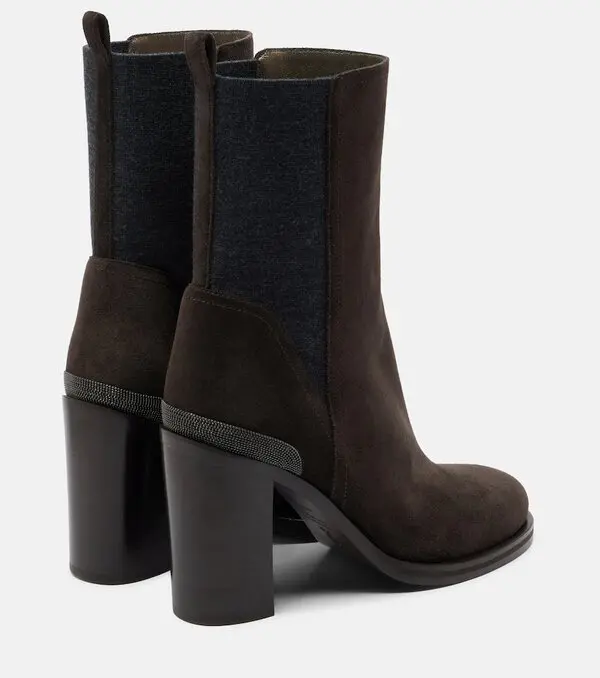 Brunello Cucinelli Monili Suede Ankle Boots
