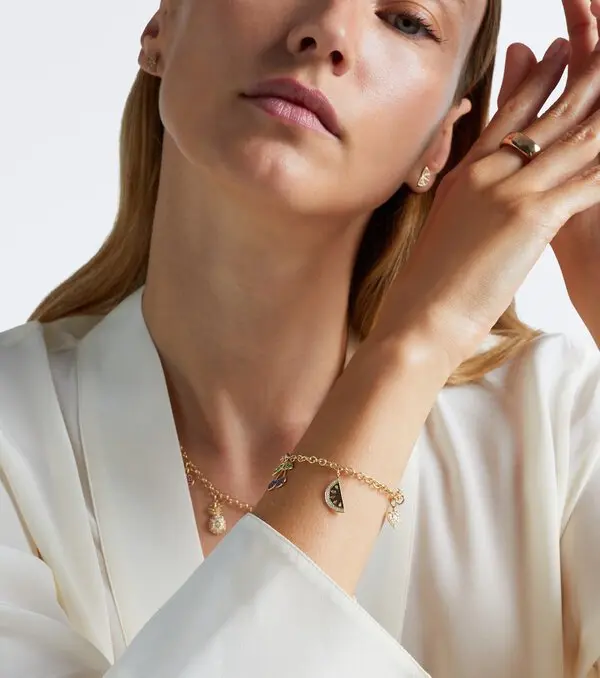SYDNEY EVAN 14kt Charm Bracelet With Gemstones