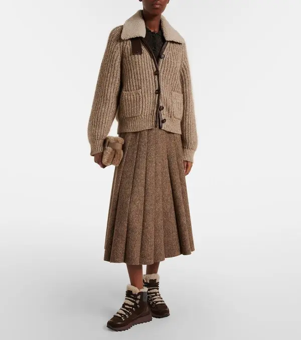 Brunello Cucinelli Monili Shearling-trimmed Suede Ankle Boots