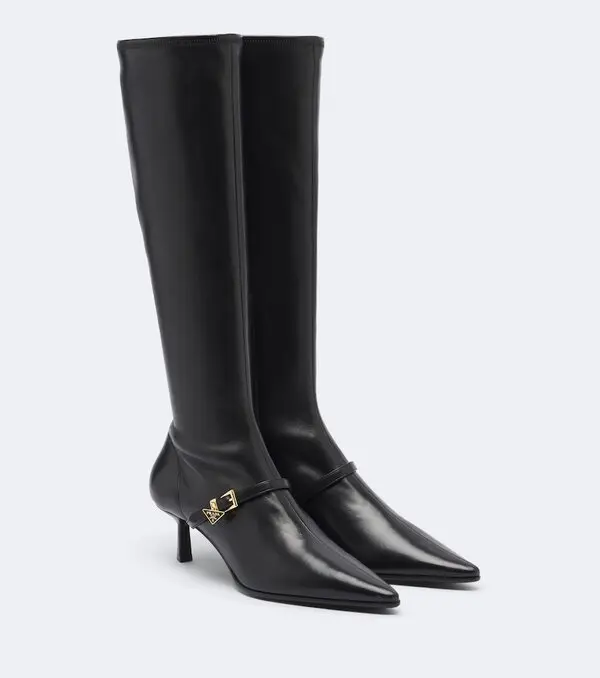 Prada Leather Knee-high Boots - Black