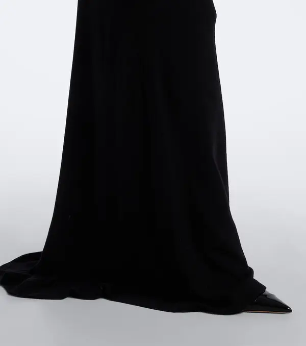 MUGLER Draped Wool-blend Jersey Gown