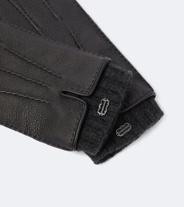 Agnona Leather And Cashmere Gloves