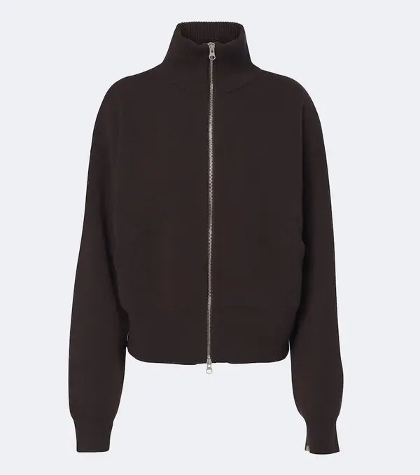 Extreme Cashmere N°385 Xtra Cute Cashmere Zip-up Sweater - Espresso