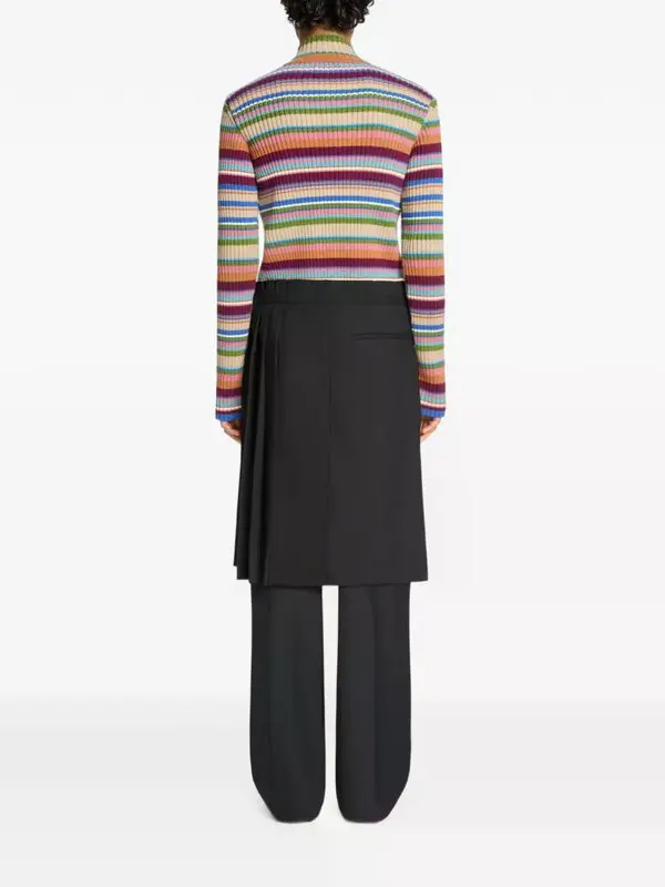 Dries Van Noten Pleated Wool Kilt Skirt