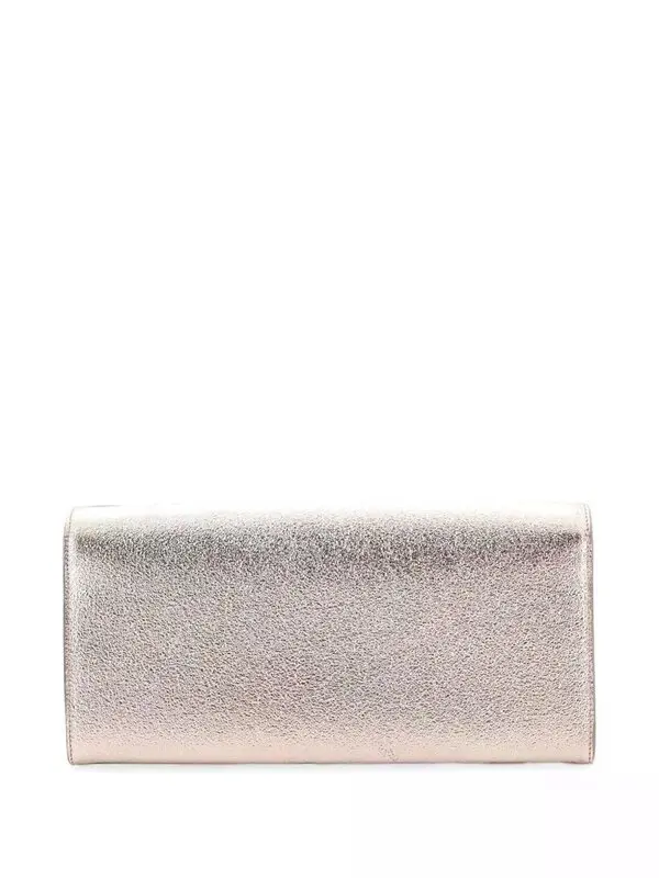 Saint Laurent Classic Monogram Metallic Calfskin Long Clutch Bag - Silver
