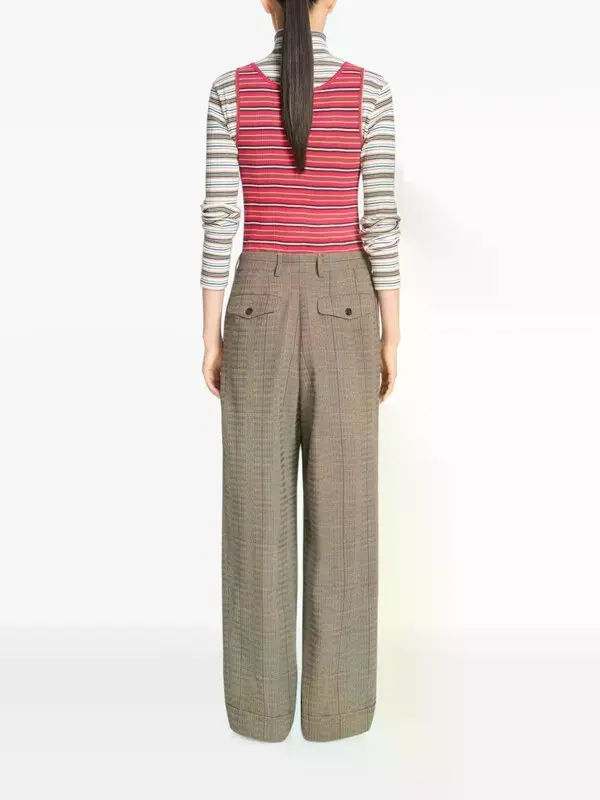 Dries Van Noten Pleated Wool Micro Checked Trousers