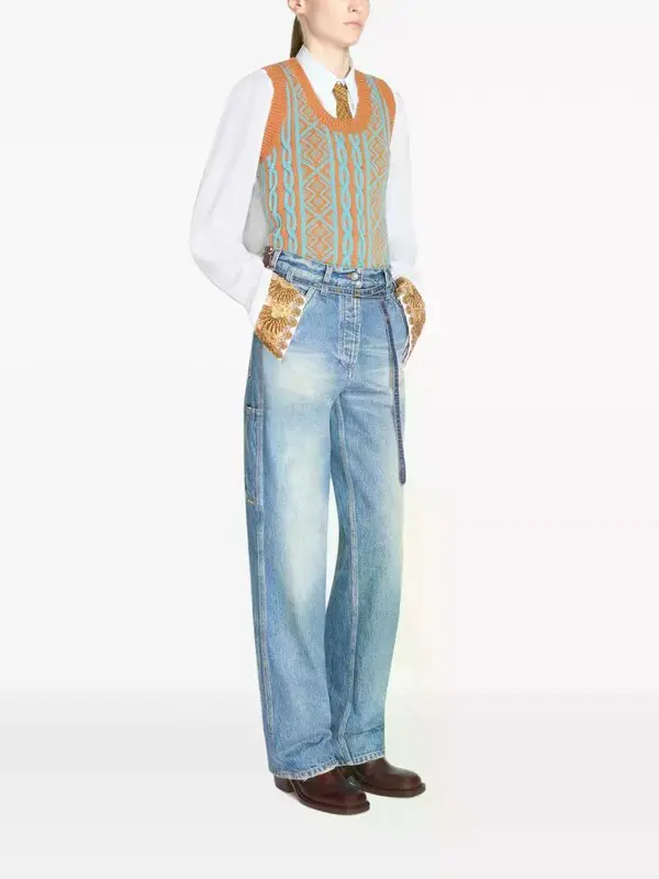 Dries Van Noten Belted Wide-leg Denim Pants