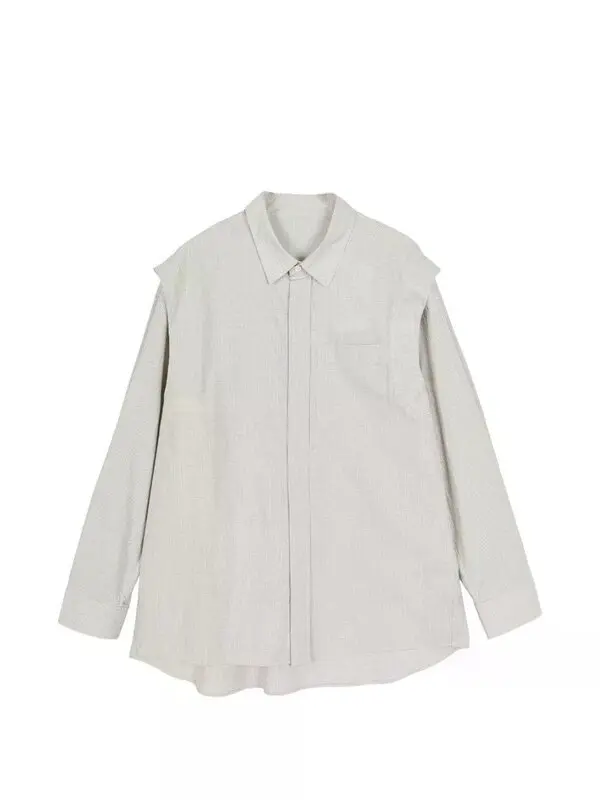 CROQUIS Gingham-check Shoulder-detail Shirt - Neutrals