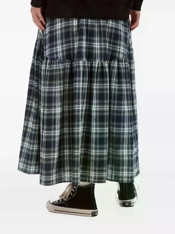 FINGERCROXX Tartan-check Tiered Maxi Skirt