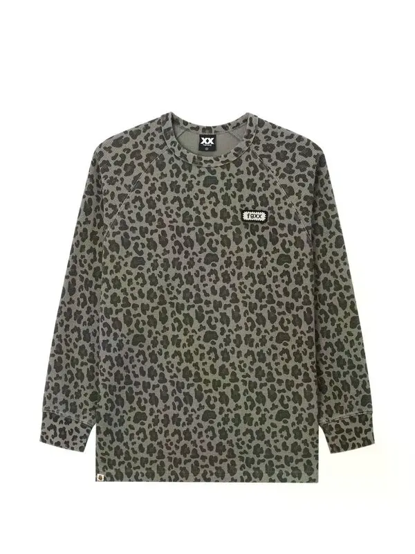 FINGERCROXX Leopard-print Waffle-knit T-shirt - Grey