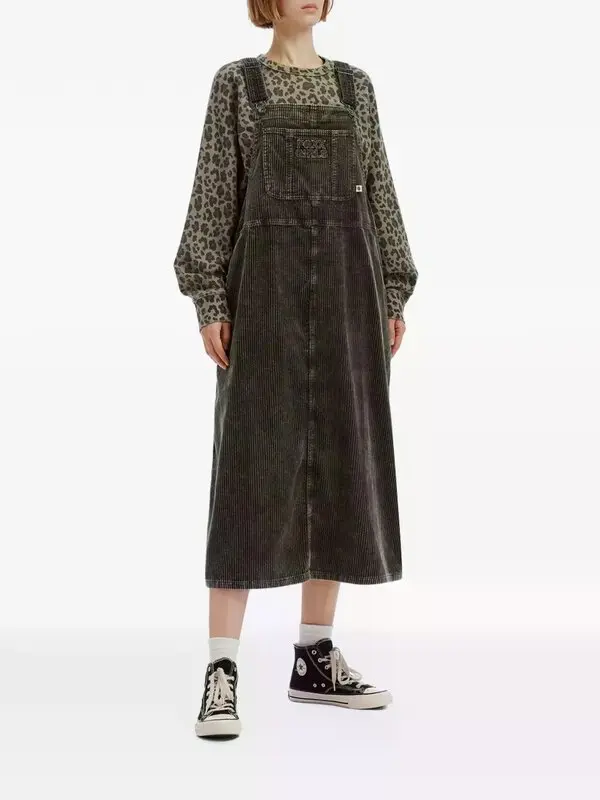 FINGERCROXX Logo-detail Corduroy Midi Dress - Grey