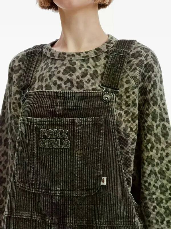 FINGERCROXX Corduroy Midi Pinafore Dress With Logo Detail