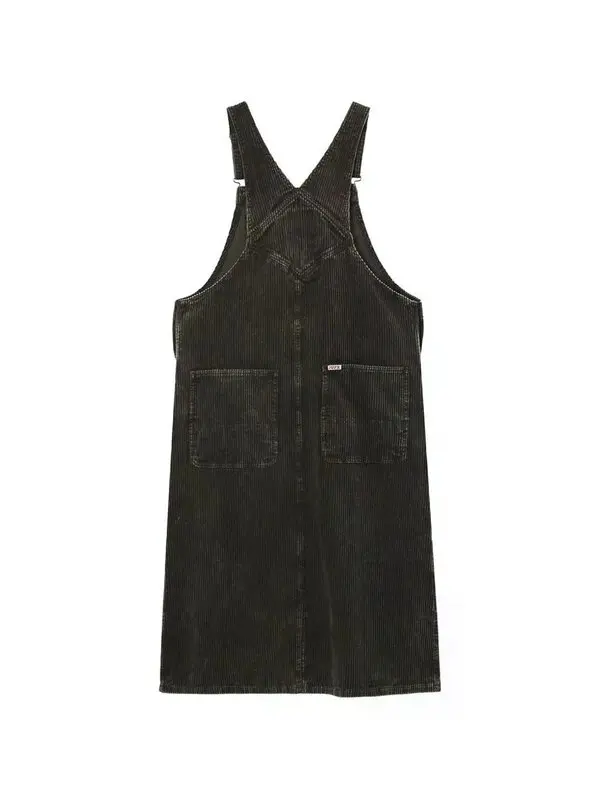 FINGERCROXX Corduroy Midi Pinafore Dress With Logo Detail