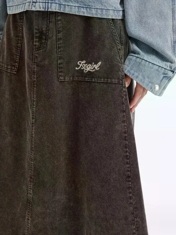 FINGERCROXX Logo-embroidered Corduroy Midi Skirt