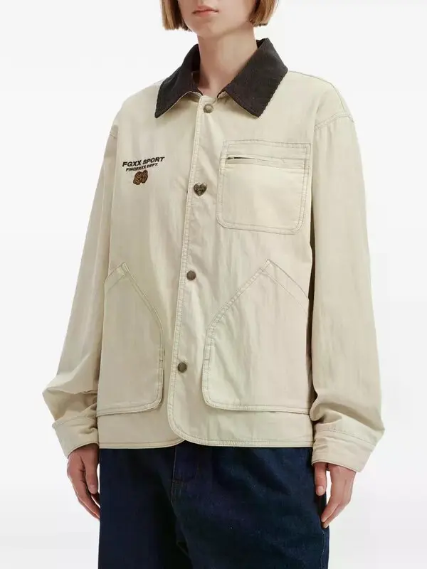 FINGERCROXX Corduroy-collar Logo-patch Jacket