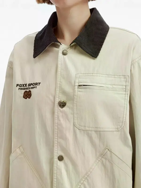 FINGERCROXX Corduroy-collar Logo-patch Jacket