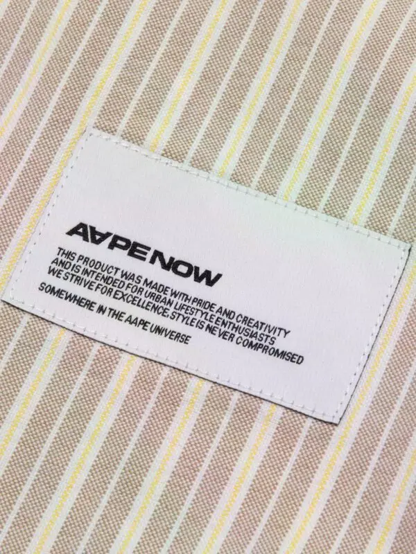AAPE BY *A BATHING APE Moonface Striped Cotton Shirt - Neutrals