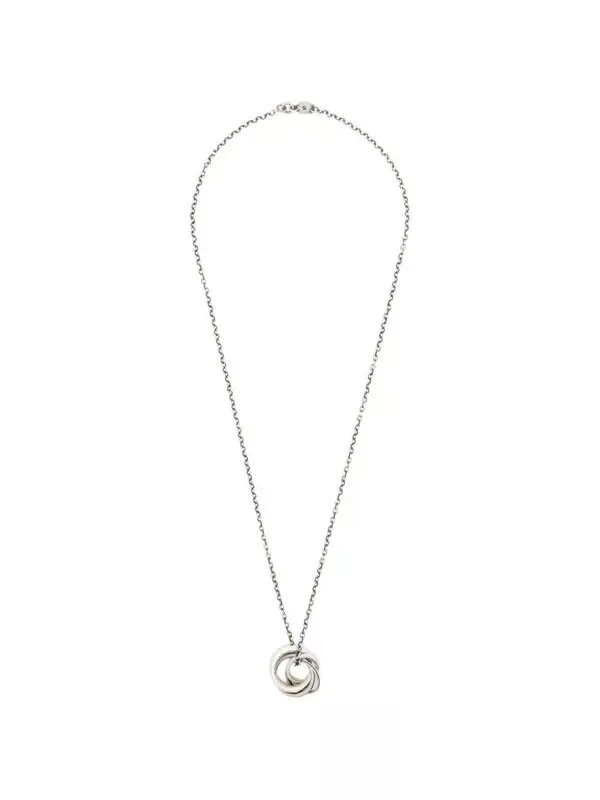 Werkstatt:München Hammered Effect Ring Pendant Necklace - Silver