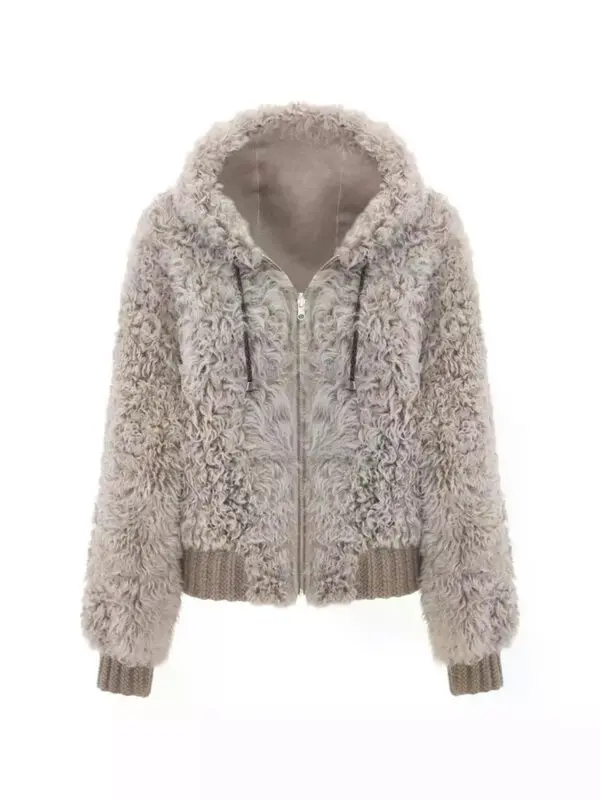 BIGARDINI Danica Reversible Hooded Shearling Jacket