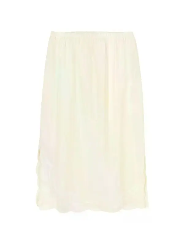 LESS Appliqué Scalloped-hem Midi Skirt - Neutrals