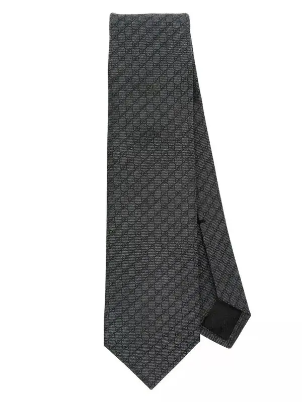 Gucci Interlocking G-jacquard Silk Blend Tie - Grey