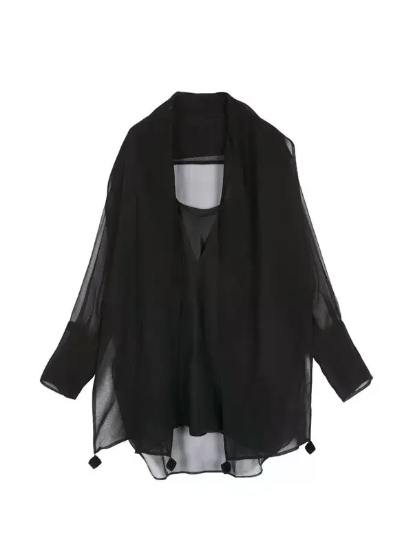 LESS V-neck Silk Blouse - Black