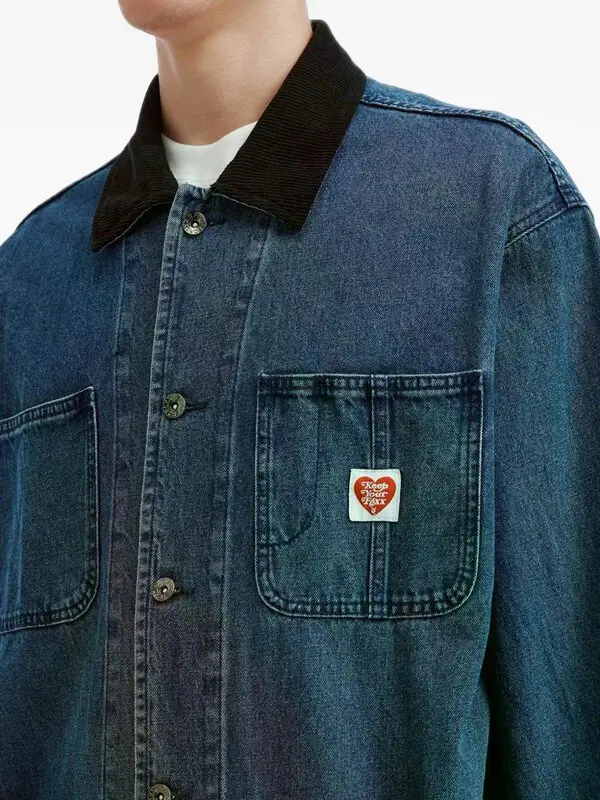 FINGERCROXX Contrast-collar Denim Jacket