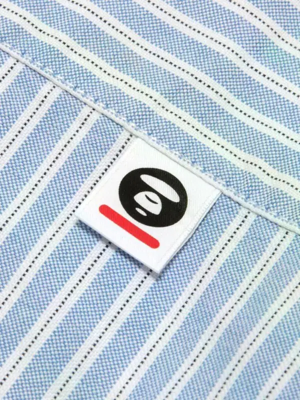 AAPE BY *A BATHING APE Moonface Vertical-stripe Logo-patch Shirt